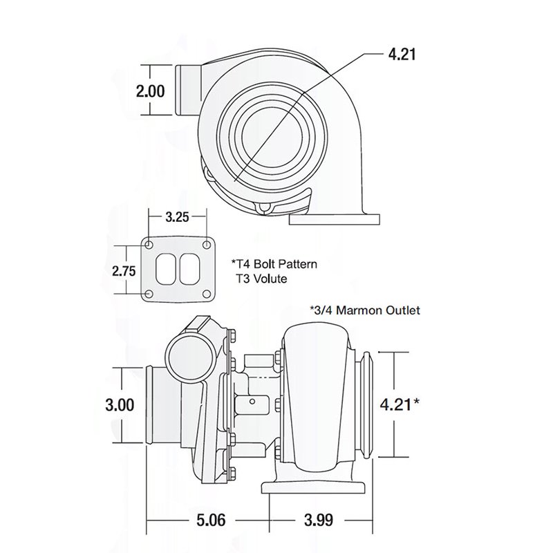 Borg Warner Turbocharger AirWerks 177268 S200SX T4 0.83 A/R Twin Scroll ...